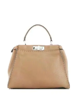 Fendi Selleria Peekaboo Bag Rigid Leather Regular Satchel - Brown