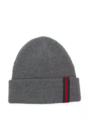 Gucci Wool Web-stripe Beanie - Grey