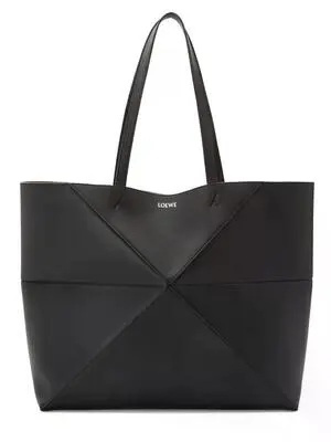 Loewe Puzzle Fold Horizontal M Tote Bag - Black