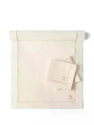 Brunello Cucinelli Embroidered Runner And Napkins - Neutrals