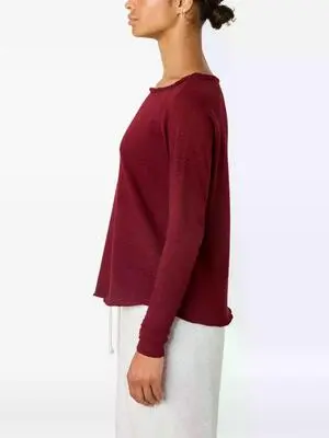 American Vintage Raglan Sleeve Boat Neck Top - Red