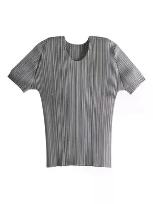 Issey Miyake Pleated Short-sleeve Top - Grey