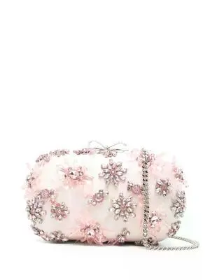 SELF-PORTRAIT Floral-embellished Clutch Bag - Pink
