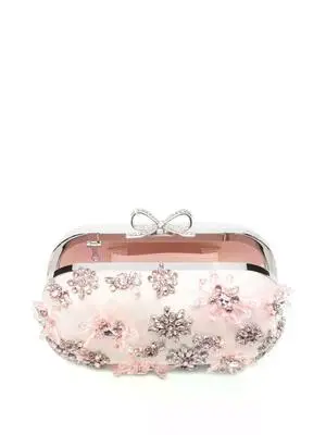 SELF-PORTRAIT Floral-embellished Clutch Bag - Pink