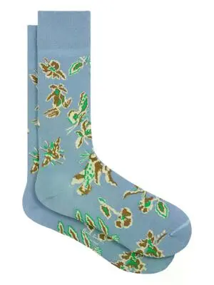 Paul Smith Floral-pattern Socks - Blue