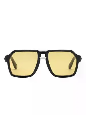 Philipp Plein Geometric Sunglasses With Logo Detail - Black