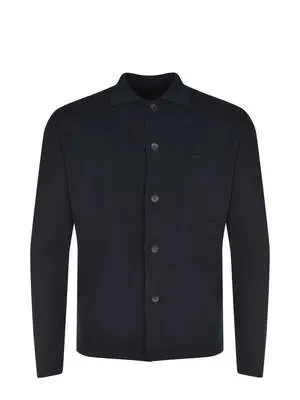 FILIPPO DE LAURENTIIS Wool Cardigan With Shirt Collar - Blue