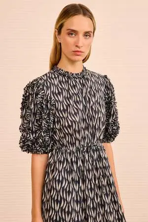Ulla Johnson Striped Channary Puff Sleeve Midi Dress