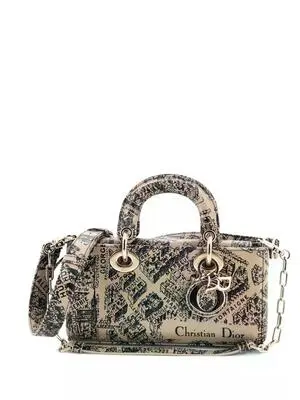 Dior Lady D-joy Printed Leather Small Satchel - Black