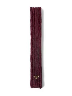 Prada Enameled Metal Rib Knit Scarf Red