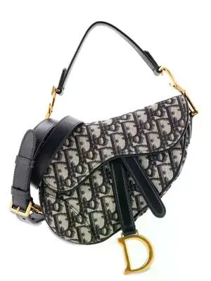 Dior Saddle Handbag With Strap Oblique Canvas Mini Shoulder Bag - Blue
