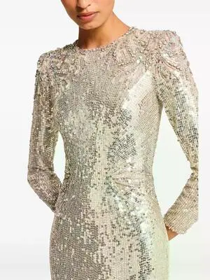Jenny Packham Sequin-embellished Dulcet Gown - Silver