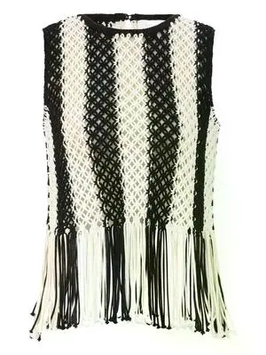 Zimmermann Macramé-fabric Fringed-hem Top - Neutrals
