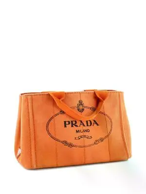 Prada Canapa Convertible Canvas Mini Tote Bag - Orange