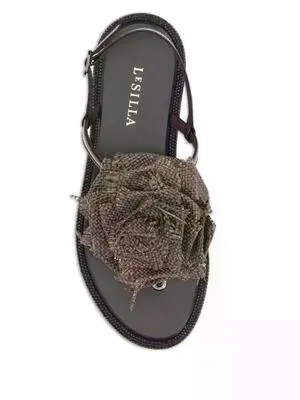 LE SILLA Flower-appliqué Sandals - Brown