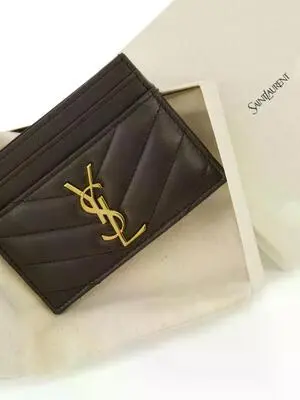 Saint Laurent Cassandre Matelassé Leather Cardholder - Brown