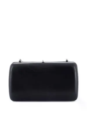 Prada Logo Convertible Chain Box Leather Clutch Bag