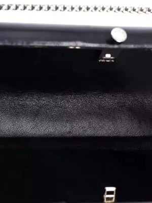 Prada Logo Convertible Chain Box Leather Clutch Bag