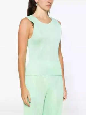 Issey Miyake Monthly Colors: May Pleated Sleeveless Top - Green