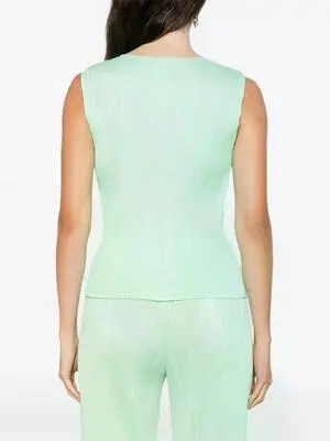 Issey Miyake Monthly Colors: May Pleated Sleeveless Top - Green