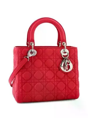 Dior Lady Bag Cannage Quilt Grained Calfskin Medium Satchel - Pink