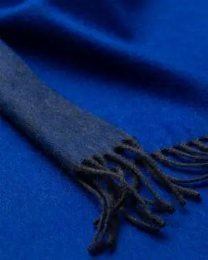 Johnstons Of Elgin Bard Grey & Blue Cashmere Scarf