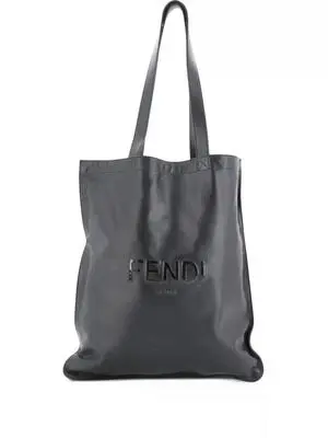 Fendi Flat Shopper Leather Tall Tote Bag