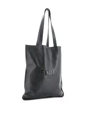 Fendi Flat Shopper Leather Tall Tote Bag
