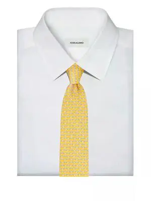 FERRAGAMO Race-print Silk Tie - Yellow