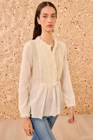 Ulla Johnson Adriel Long Sleeve Tunic Blouse - Cowrie
