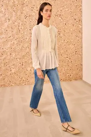 Ulla Johnson Adriel Long Sleeve Tunic Blouse - Cowrie