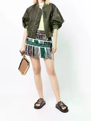 Sacai Fringed Asymmetric Shorts