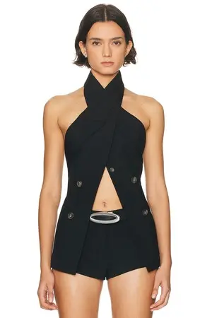 HAELO Wrap Lapel Halter Top