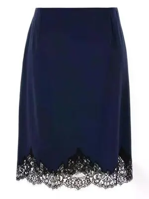 Stella McCartney Lace-trimmed Satin Midi Skirt - Blue
