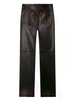 GOLDEN GOOSE Dark Burgundy Nappa Leather Trousers - Red