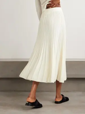 Arch4 Sabrina Pleated Organic Cashmere Midi Skirt