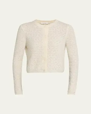 FRAME Chenille Open-Knit Cardigan - White