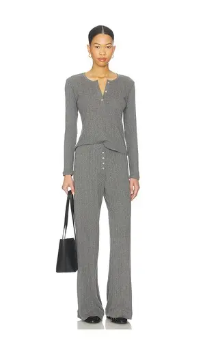 LESET Pointelle Long Sleeve Henley