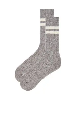 WHITE & WARREN Cashmere Ribbed Striped Socks