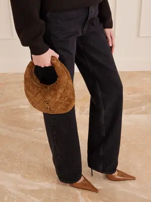 Saint Laurent Icarino Baby Suede Shoulder Bag - Brown
