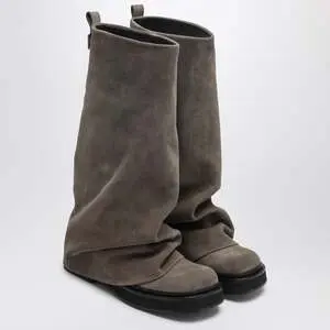 Attico Suede Combat Boots - Beige