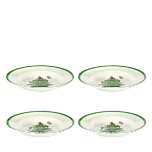 SPODE Christmas Tree Soup Plates, Set Of 4 - Green