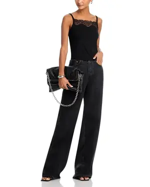 RE/DONE Lace Ribbed Camisole Top
