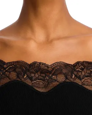 RE/DONE Lace Ribbed Camisole Top