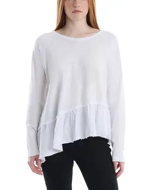 Wilt Raglan Asymmetrical Peplum Hem Tee - White