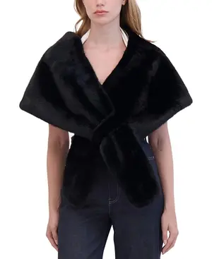 LYLA GRANT Faux Fur Mink Stole - Black