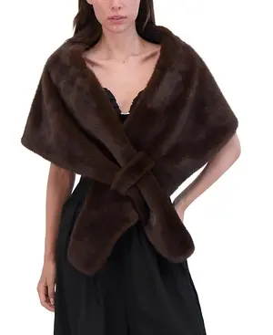 LYLA GRANT Faux Fur Mink Stole - Brown