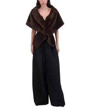LYLA GRANT Faux Fur Mink Stole - Brown