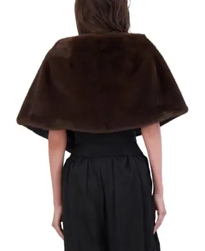 LYLA GRANT Faux Fur Mink Stole - Brown