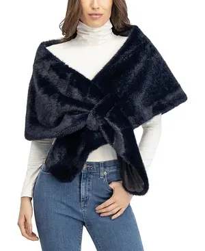 LYLA GRANT Faux Fur Mink Stole - Navy